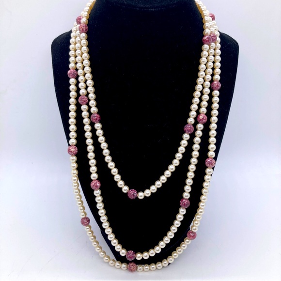Jewelry | Multistrand Multilayer Necklace Stone Faux Pearl Long Layered ...